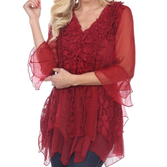 Pretty Angel | Tops | Nwt Pretty Angel Bolero Tunic Blouse Burgandy ...